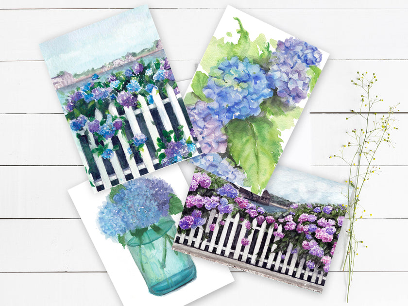 Hydrangeas Card Set. Set of 8, 5x7 Blank Greeting Cards – ALR Designs