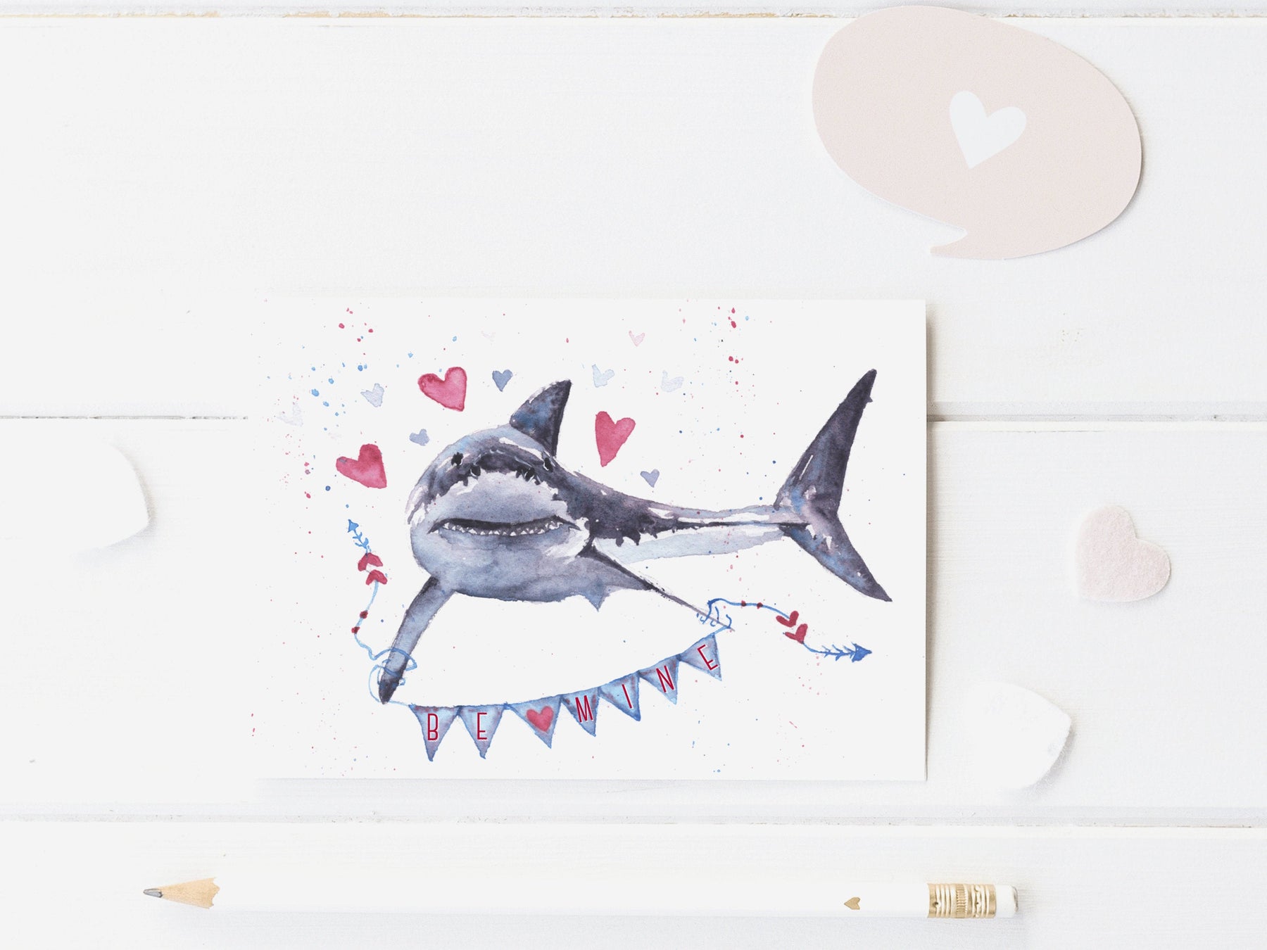 Be Mine Shark 5x7" Blank Greeting Card – ALR Designs
